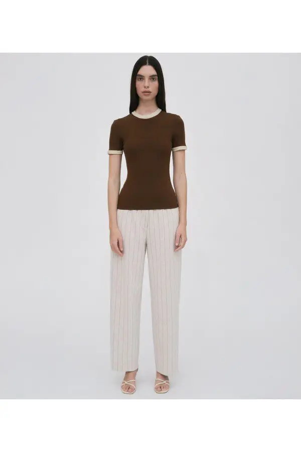 Rosetta Getty Contrast Ribbed T-shirt - Neutral