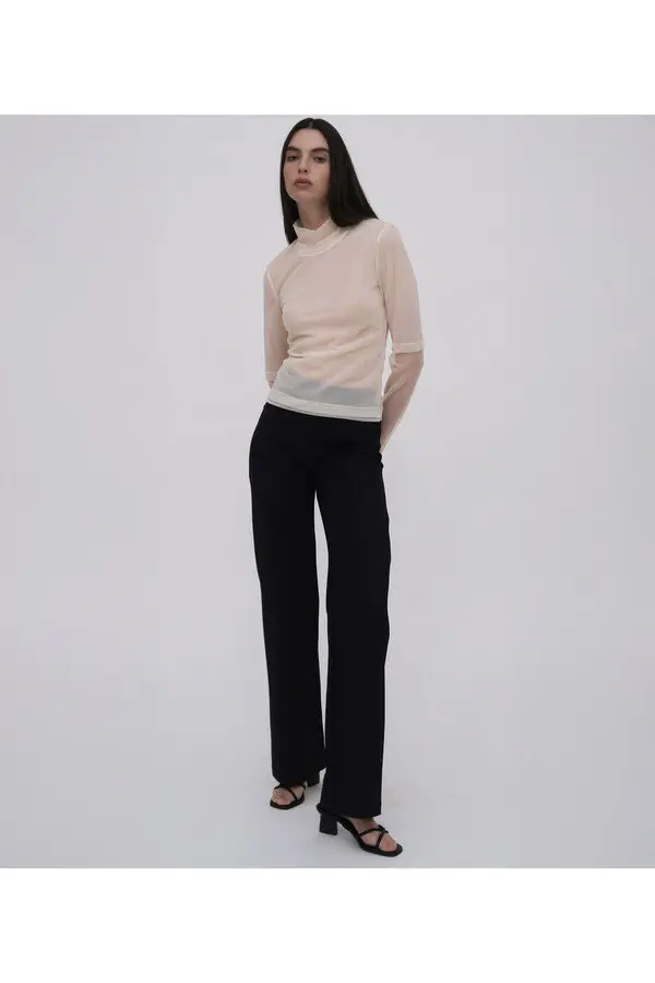 Rosetta Getty Pintuck Fitted Straight Pull-on Pant