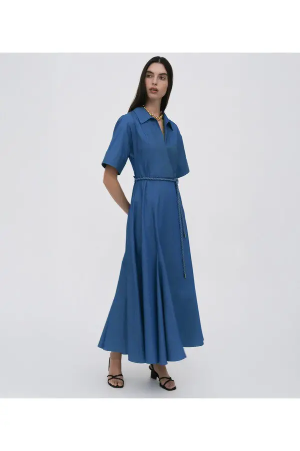 Rosetta Getty Slit-front Caftan Shirt Dress - Blue