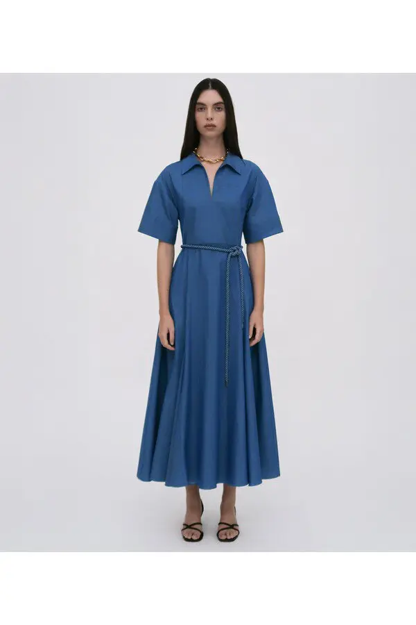 Rosetta Getty Slit-front Caftan Shirt Dress - Blue