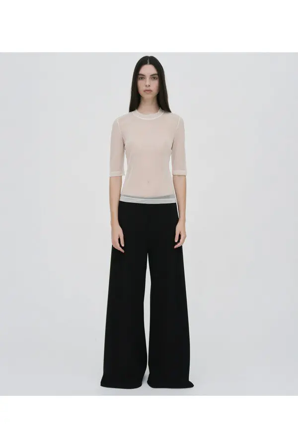 Rosetta Getty Cropped Sleeve Sheer T-shirt