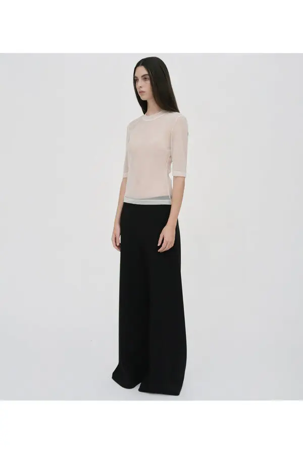 Rosetta Getty Cropped Sleeve Sheer T-shirt