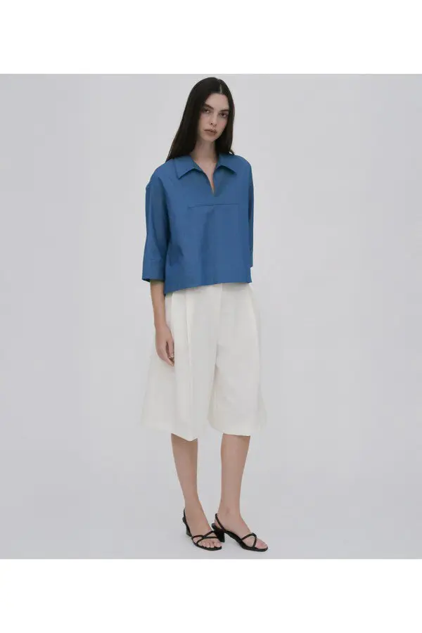 Rosetta Getty Slit-front Fluid Chambray Shirt