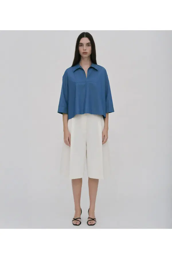 Rosetta Getty Slit-front Fluid Chambray Shirt