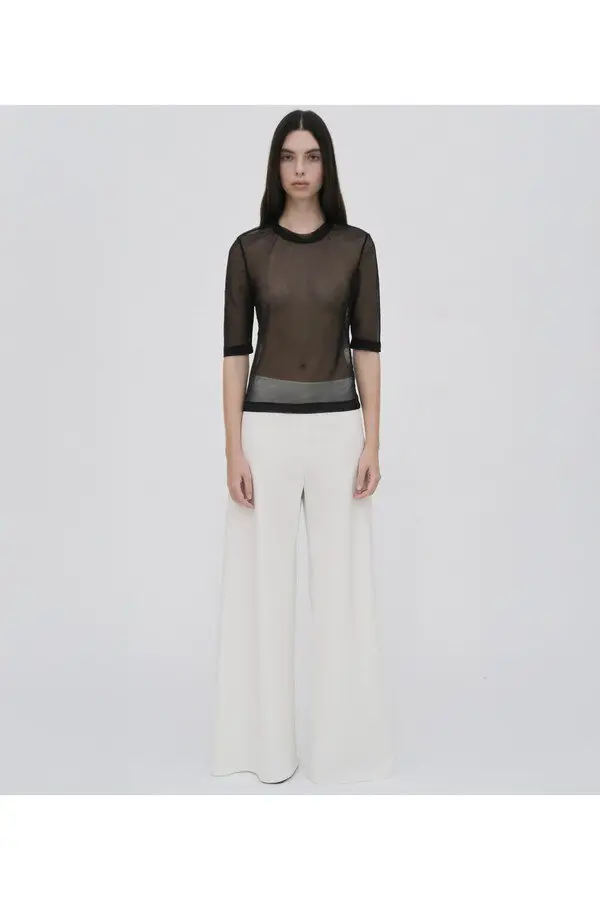 Rosetta Getty Cropped Sleeve Sheer T-shirt