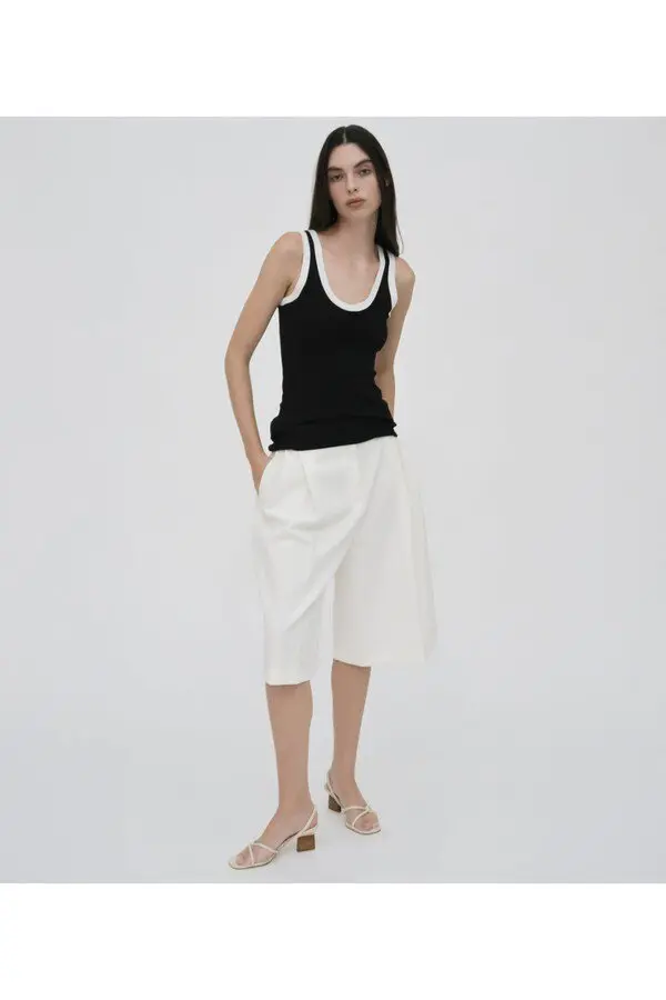 Rosetta Getty Contrast Rib Tank - Black