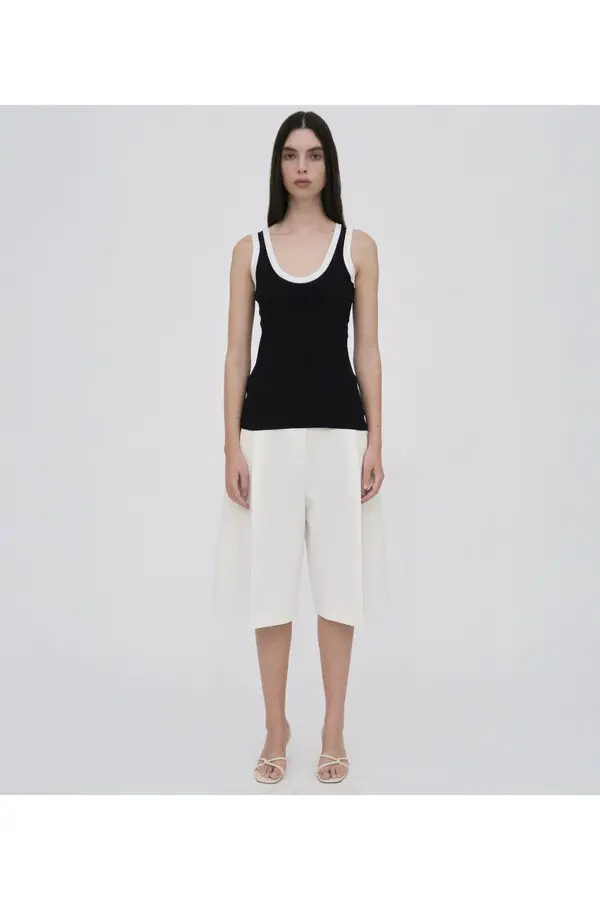 Rosetta Getty Contrast Rib Tank - Black