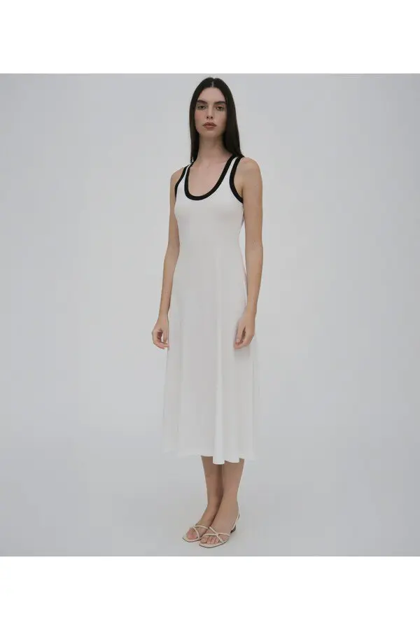 Rosetta Getty Contrast Rib Tank Dress - White