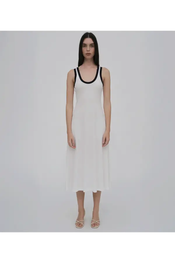 Rosetta Getty Contrast Rib Tank Dress - White