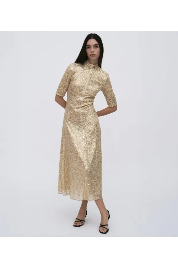 Rosetta Getty Zip-up Midi Turtleneck Dress
