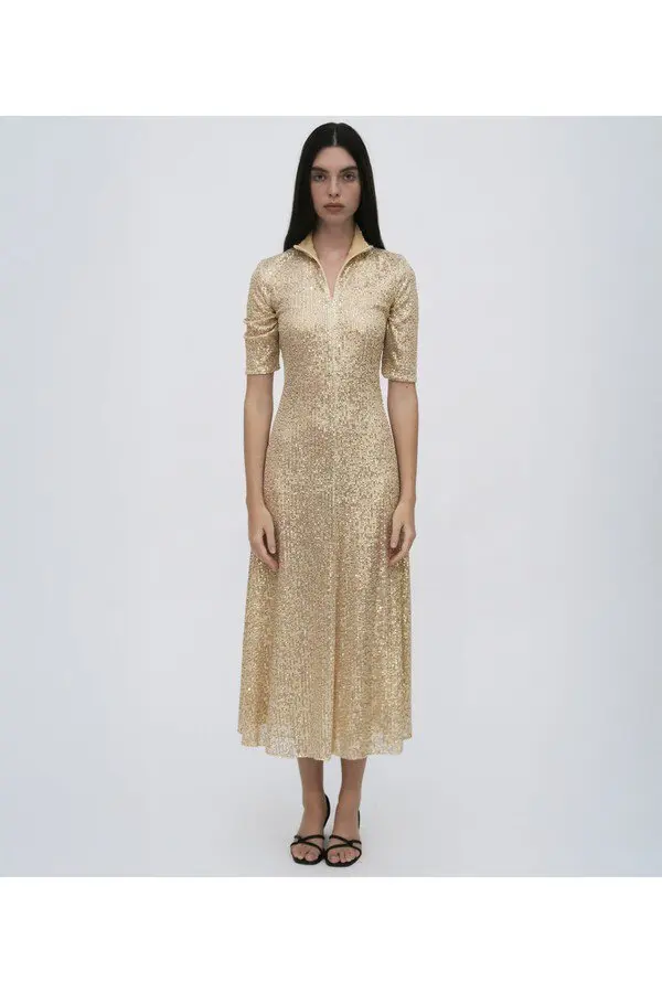 Rosetta Getty Zip-up Midi Turtleneck Dress