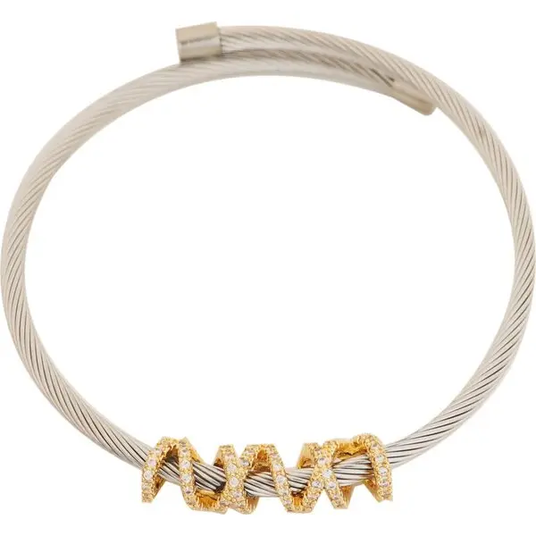 PANACEA Crystal Embellished Cuff Bracelet - Two Tone