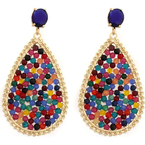 PANACEA Crystal Teardrop Earrings - Blue Multi