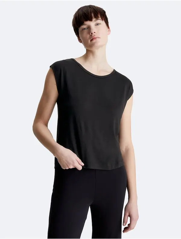 Calvin Klein Ultra-light Lounge Wide Neck Sleep Top - Black