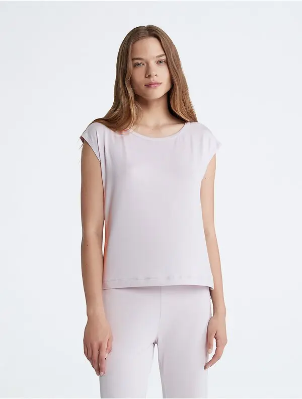 Calvin Klein Ultra-light Lounge Wide Neck Sleep Top - Lilac Marble
