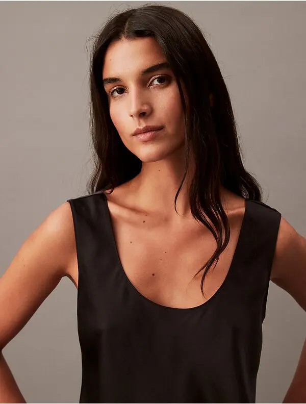 Calvin Klein Crushed Satin Tank Top - Black Beauty
