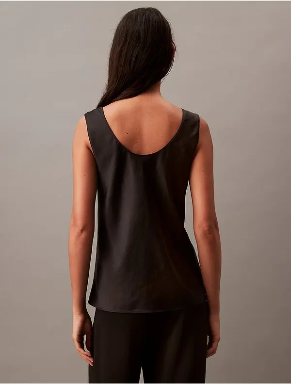 Calvin Klein Crushed Satin Tank Top - Black Beauty