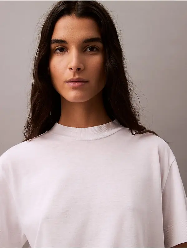 Calvin Klein Fine Knit Mock Neck T-shirt - Brilliant White