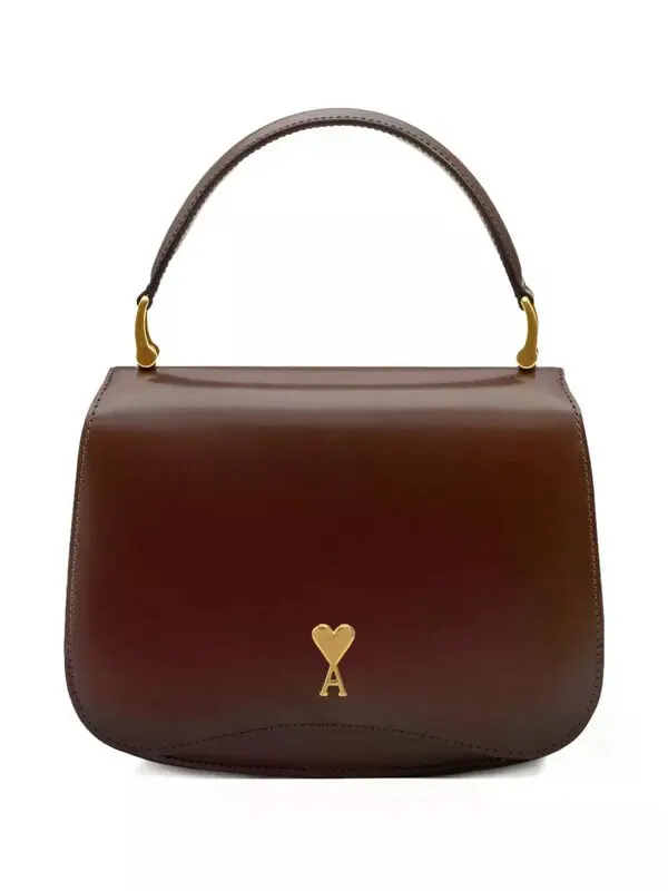 AMI Paris Glazed Leather Shoulder Bag