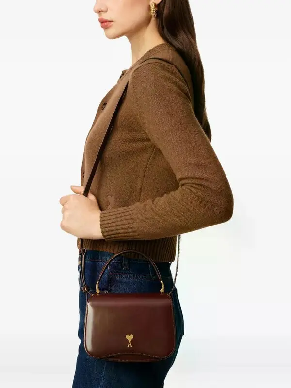 AMI Paris Glazed Leather Shoulder Bag