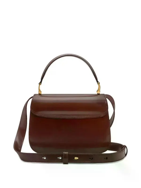AMI Paris Glazed Leather Shoulder Bag