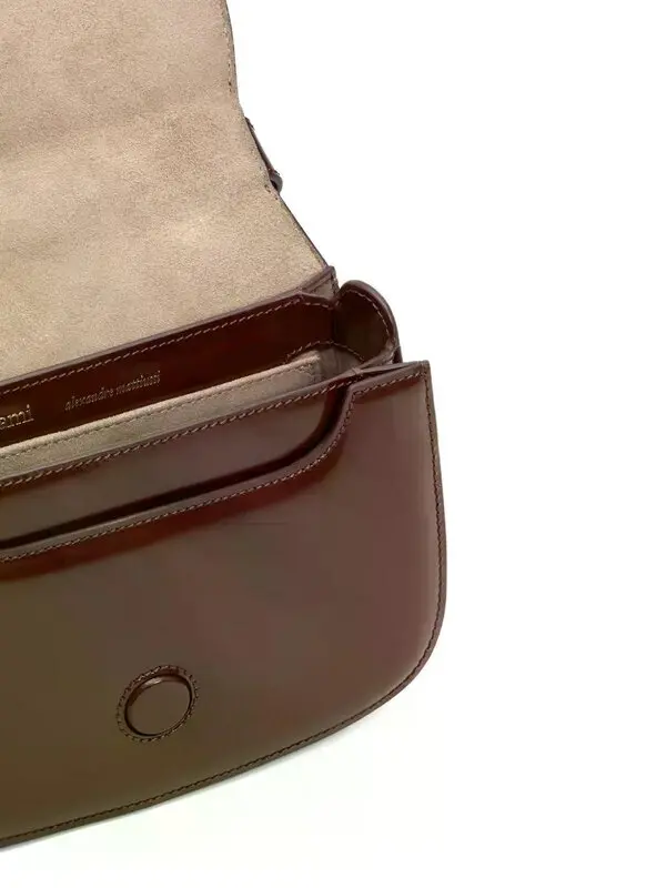 AMI Paris Glazed Leather Shoulder Bag