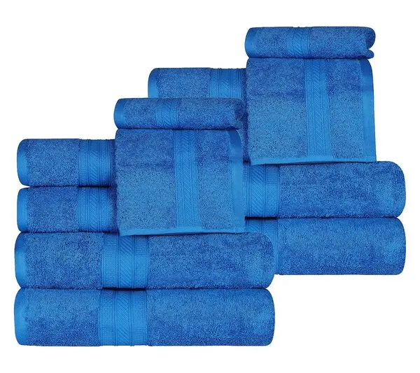 SUPERIOR 12-piece Atlas Cotton Soft Luxury Asso Rted Towel Set - One-color
