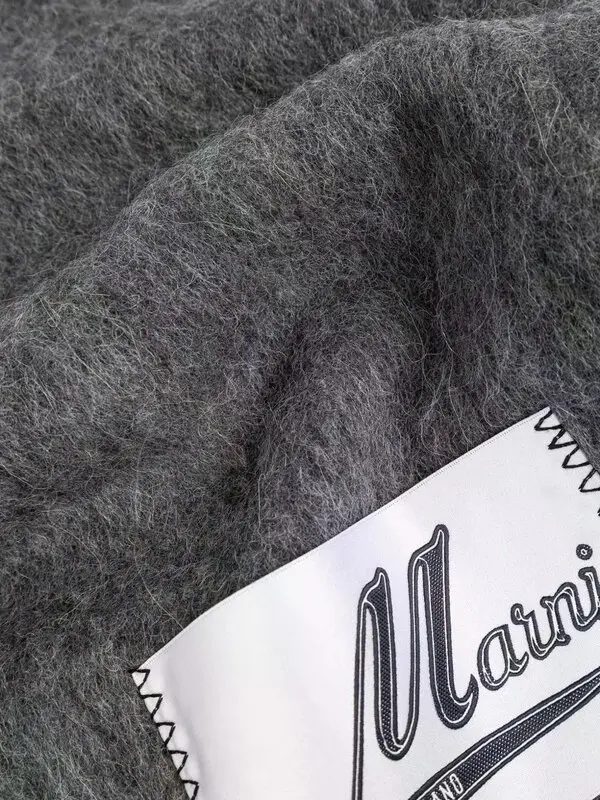 Marni Fringed Logo Scarf - Grey