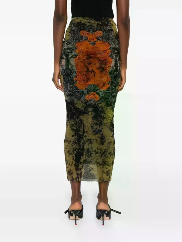 JEAN PAUL GAULTIER Baroque-print Skirt - Orange