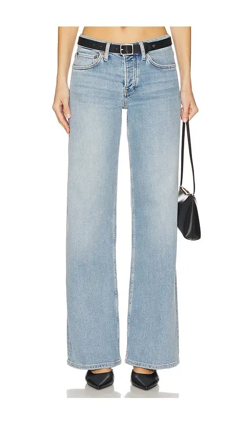 RE/DONE Mid Rise Wide Leg Jeans In Light Wash
