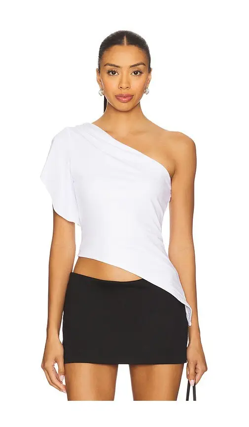 Superdown Marlene Asymmetrical One Shoulder Top - White