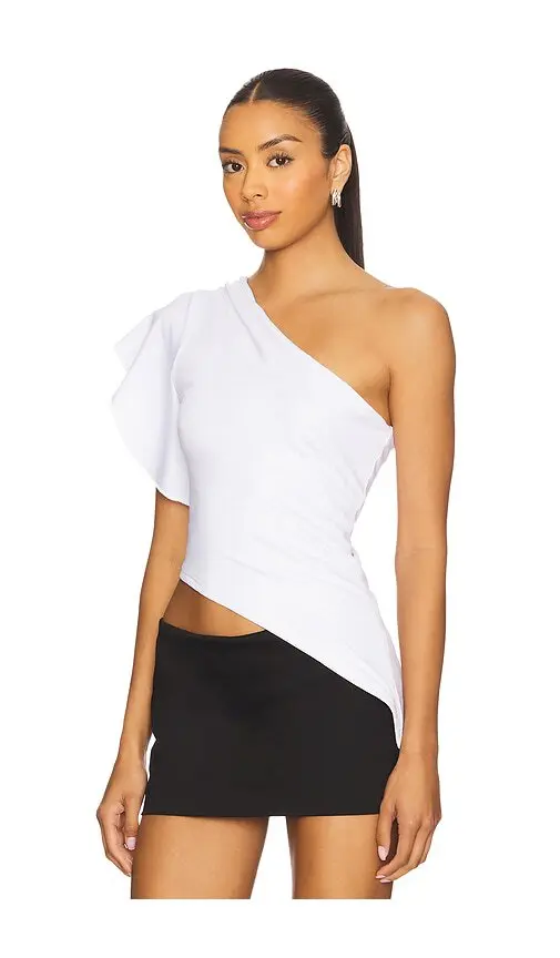 Superdown Marlene Asymmetrical One Shoulder Top - White