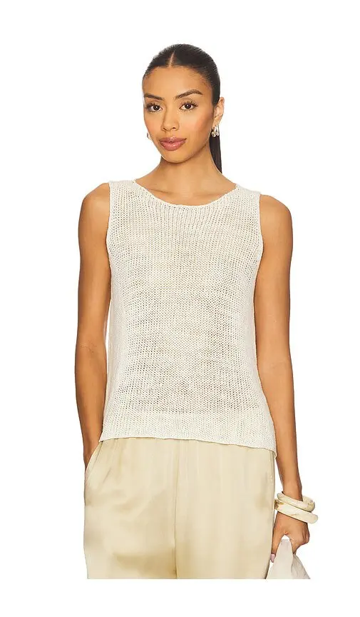 Enza Costa Open Knit Linen Tank Top