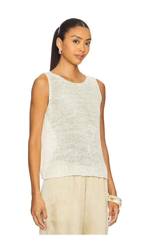 Enza Costa Open Knit Linen Tank Top