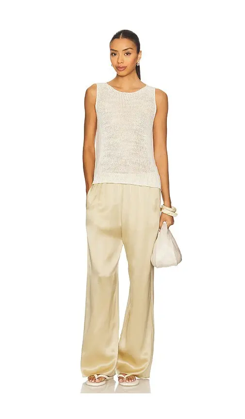 Enza Costa Open Knit Linen Tank Top