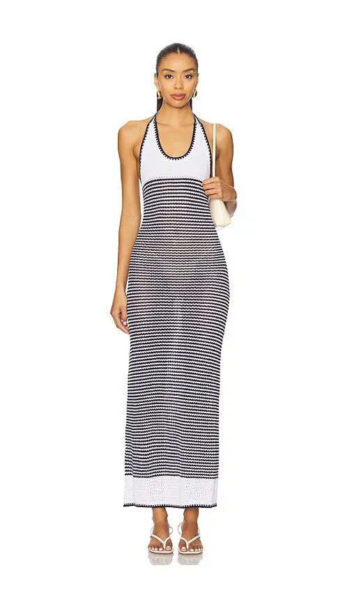 525 America Striped Halter Maxi Dress