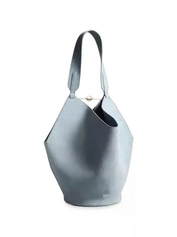 Khaite Small Lotus Tote In Suede - Blue