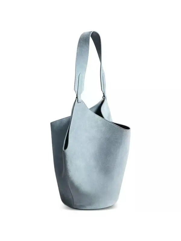 Khaite Small Lotus Tote In Suede - Blue