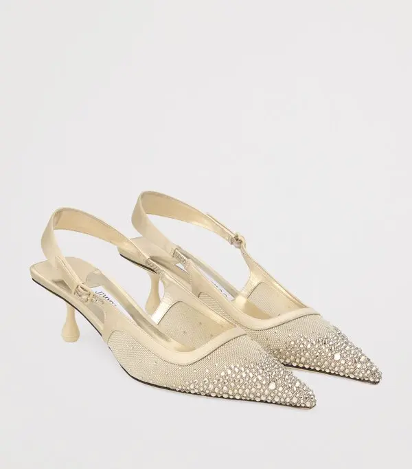 JIMMY CHOO Amel 50 Crystal Mesh Slingback Pumps