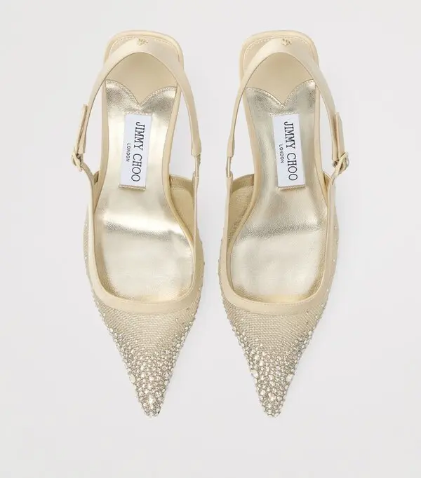 JIMMY CHOO Amel 50 Crystal Mesh Slingback Pumps