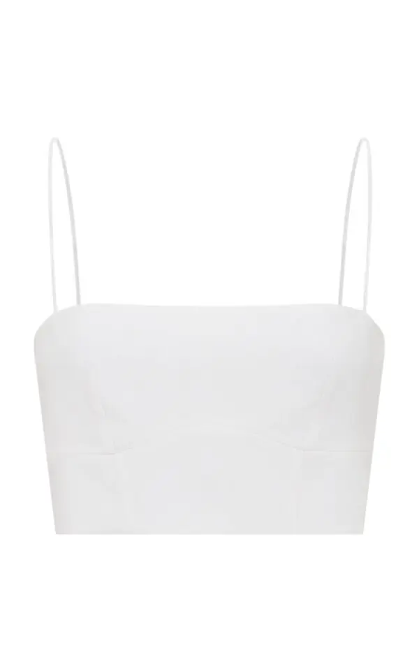 Gabriela Hearst Blazie Linen Cropped Top - White