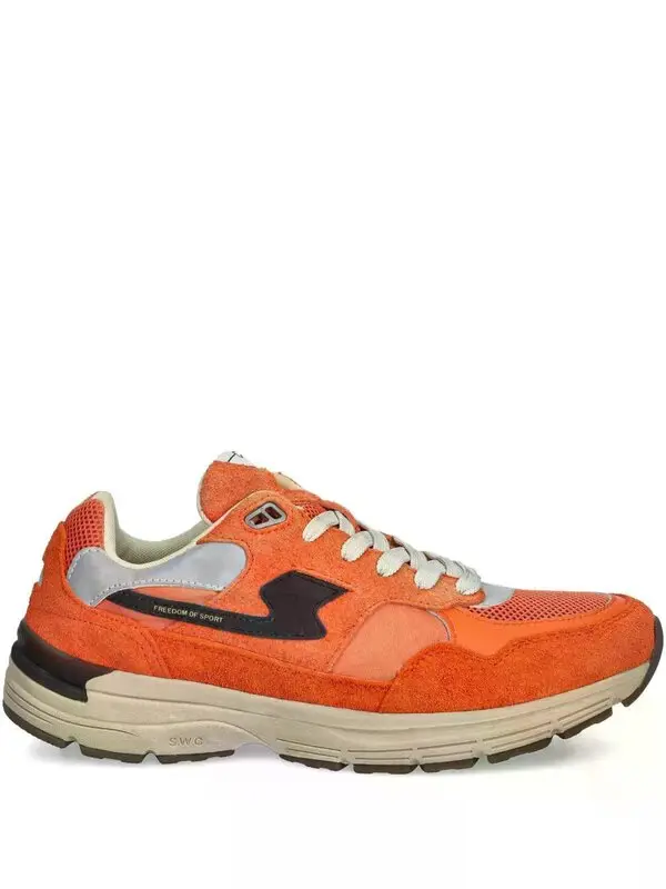 S.W.C STEPNEY WORKERS CLUB Suede Panelled Running Sneakers - Orange