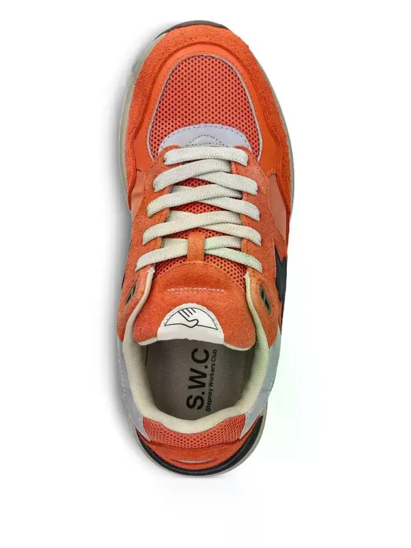 S.W.C STEPNEY WORKERS CLUB Suede Panelled Running Sneakers - Orange