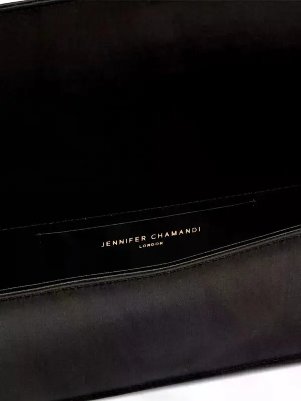 Jennifer Chamandi Satin Clutch With Chain Strap
