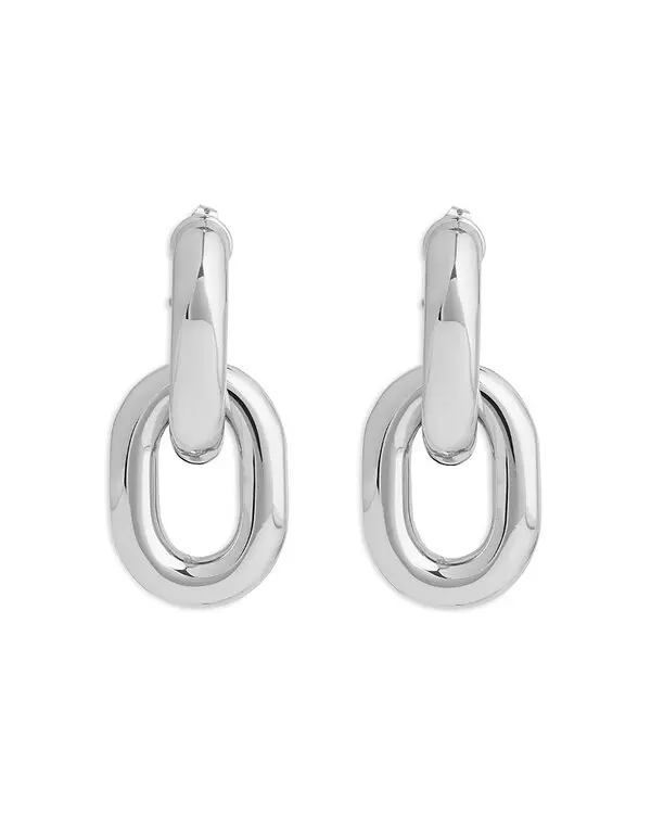 Rabanne Link Double Hoop Earrings - Silver