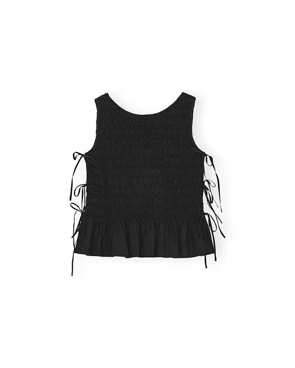 GANNI Cotton Poplin Smock Top - Black