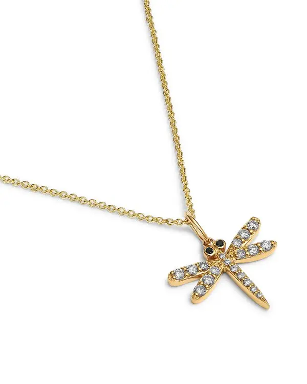 SYDNEY EVAN 14k Yellow Diamond Dragonfly Pendant Necklace