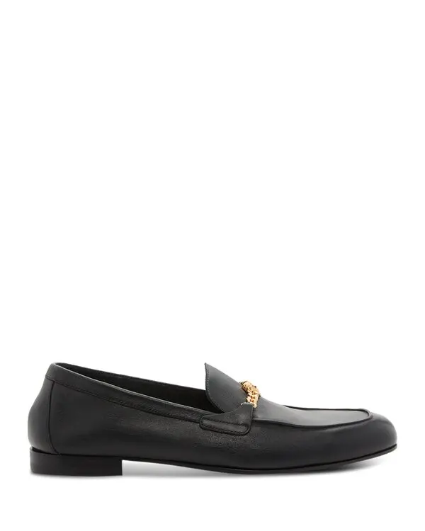 Versace Medusa Chain Leather Loafers - Black