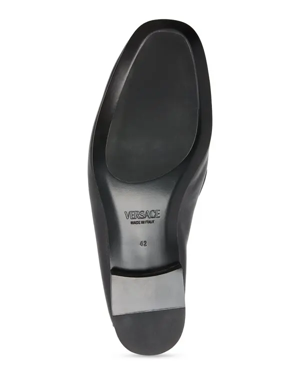 Versace Medusa Chain Leather Loafers - Black