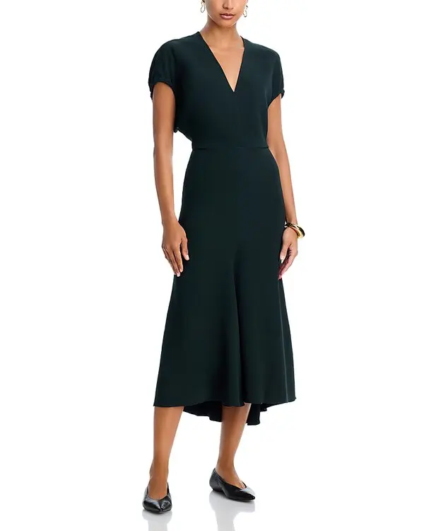 Victoria Beckham Blouson Midi Dress - Dark Pine